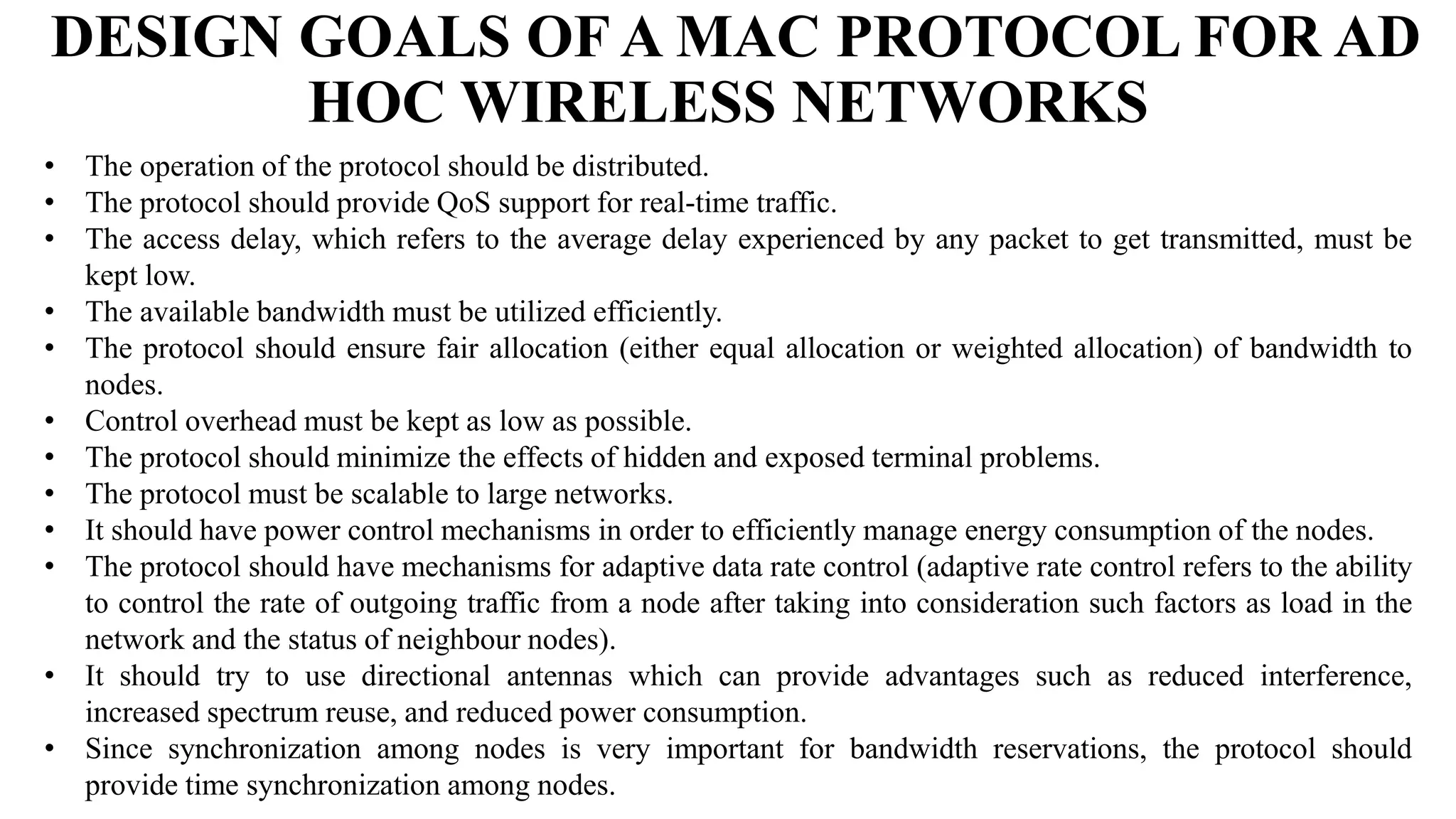 Mac Protocols For Ad Hoc Wireless Networks Pptx