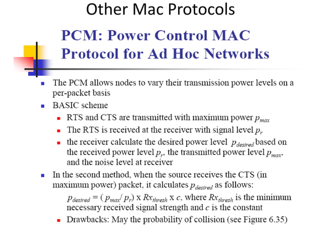 Mac Protocols Of Adhoc Network Ppt