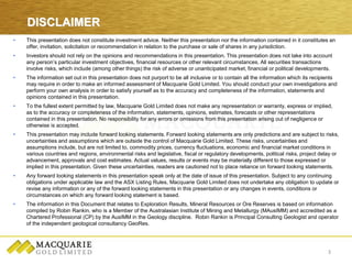 Macquarie Gold, Managing Director, Dr Ted Ambler | PPT