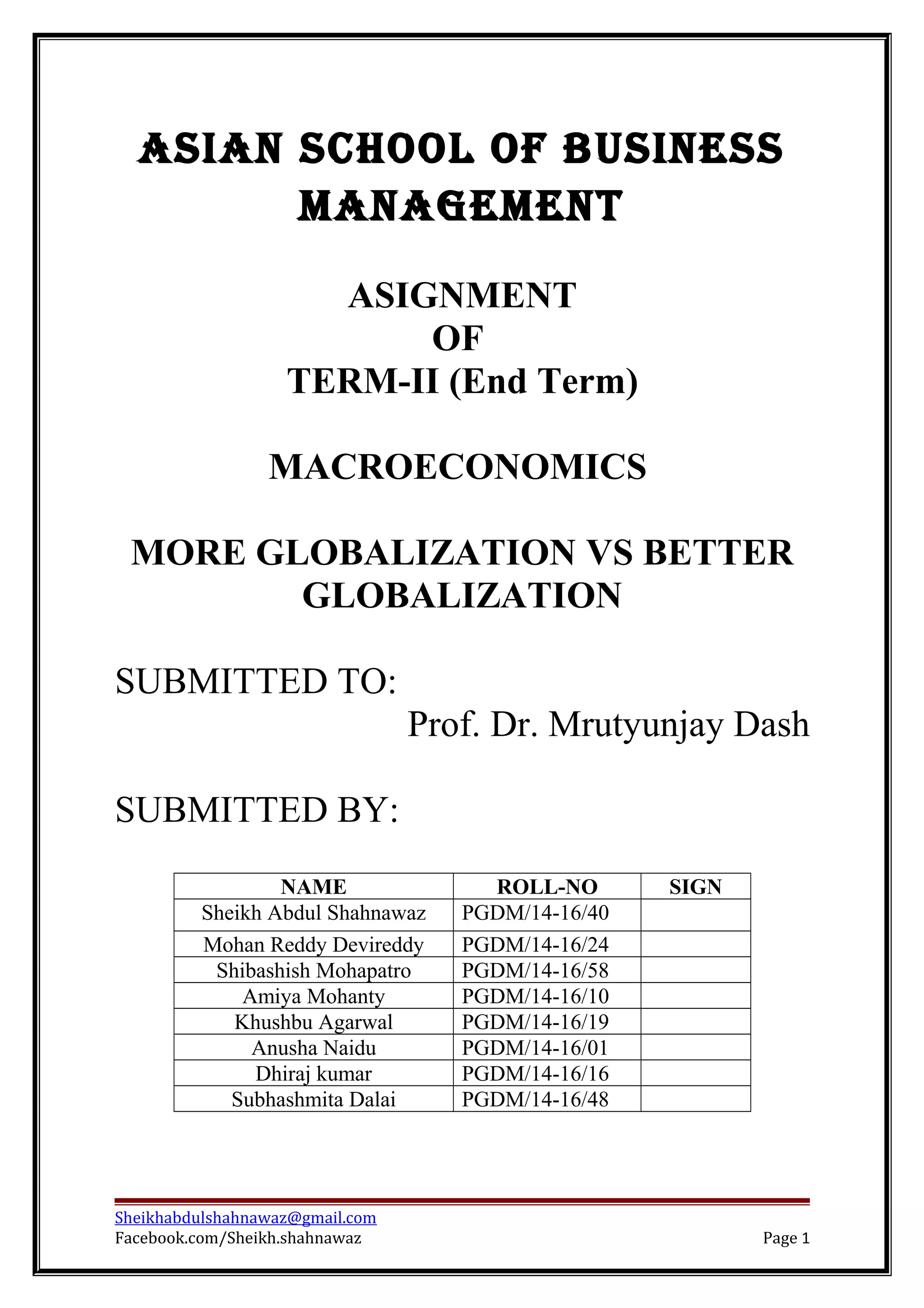 MORE GLOBALIZATION VS BETTER GLOBALIZATION | DOC | Economy | Business ...