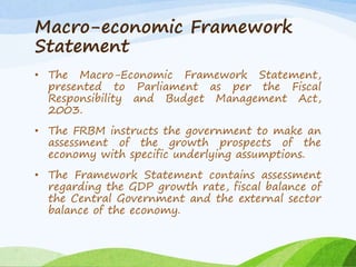 Macro-economic Framework in Indian Economy–Public Finance | PPTX
