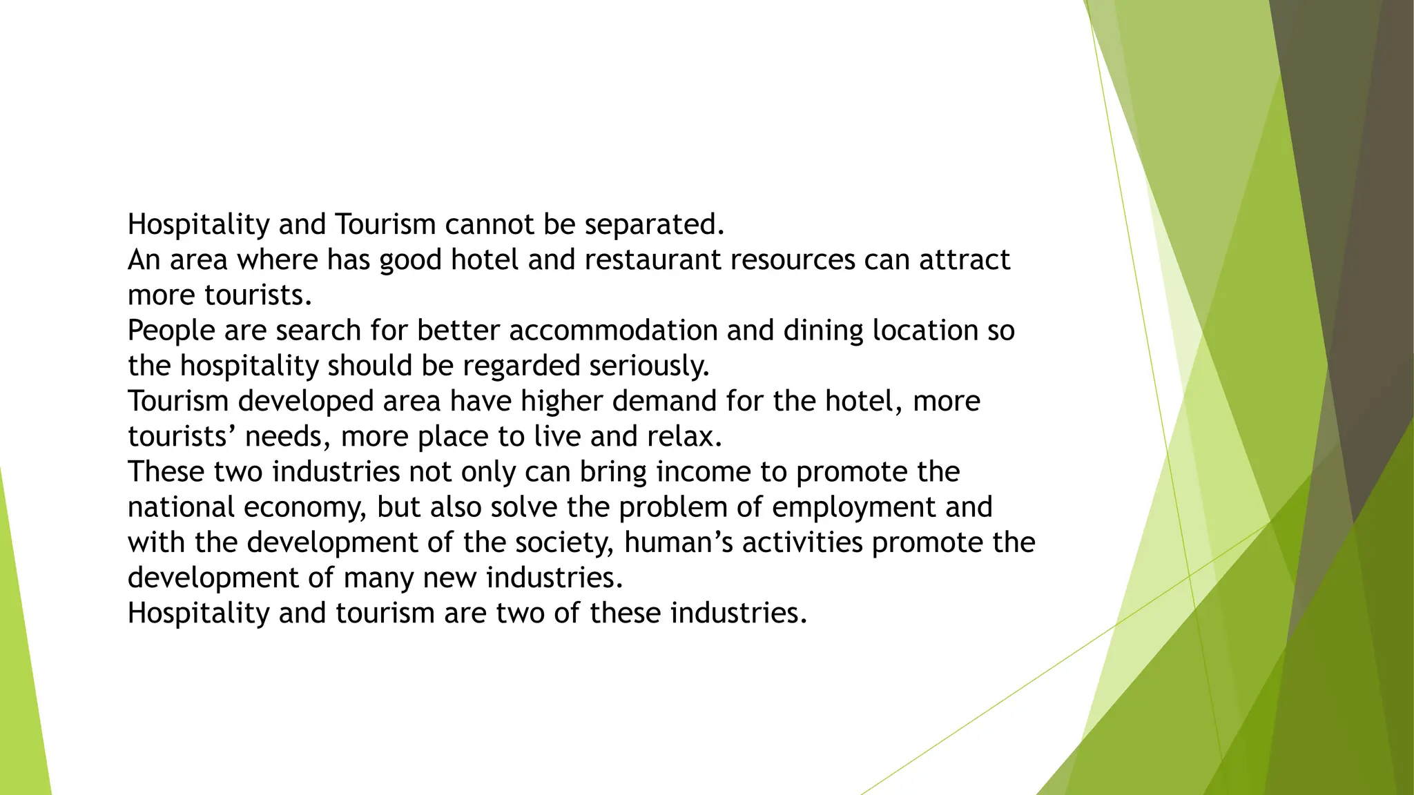 the relationship of hospitality and tourism | PPTX