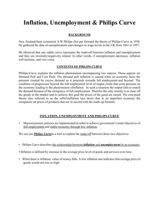 Macro Economics: Phillips Curve, Inflation and Interest Rate | DOCX