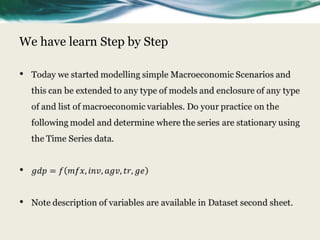 Macroeconomic modelling using Eviews | PPTX