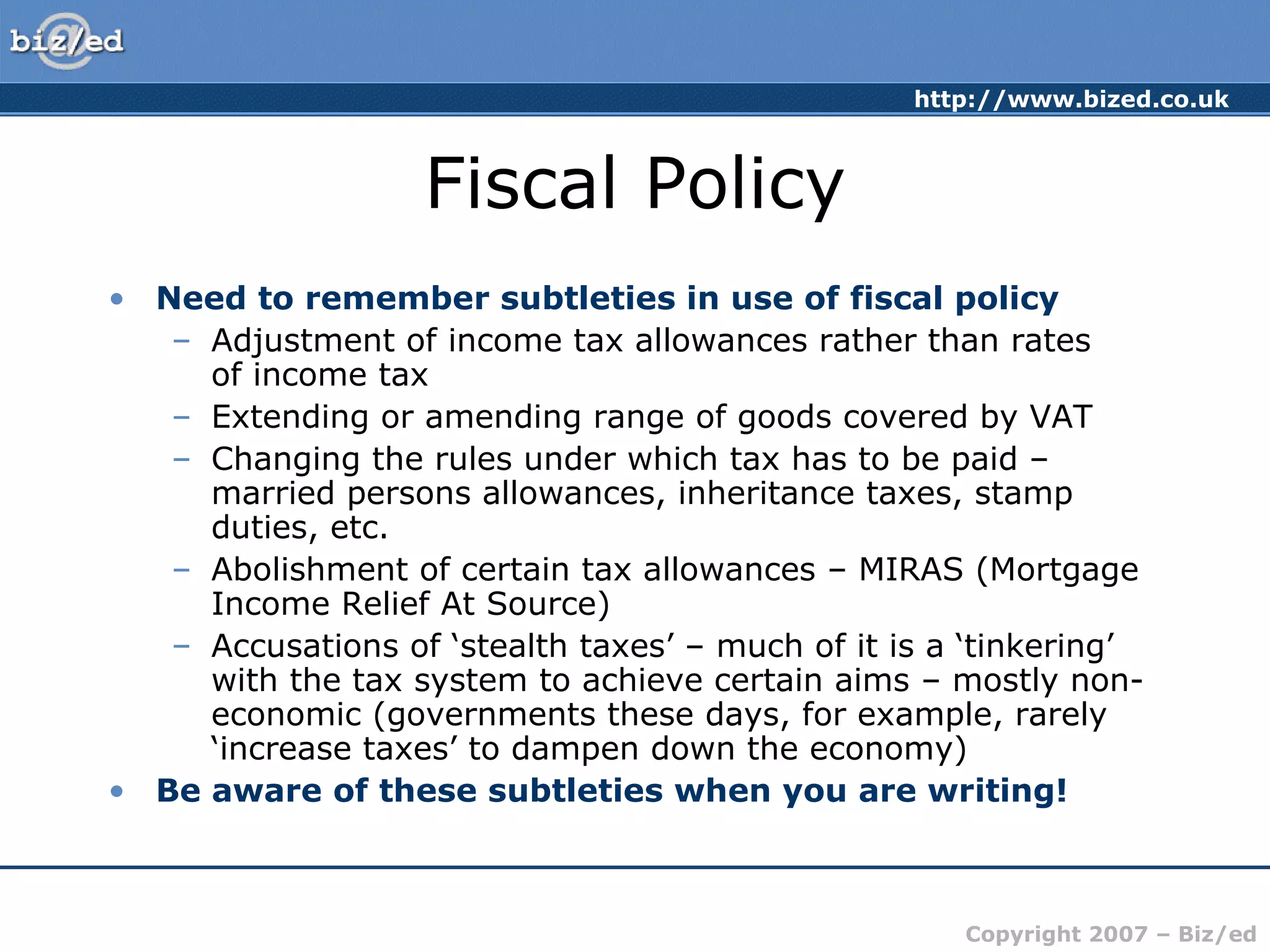 Macro-Economic Policy | PPT