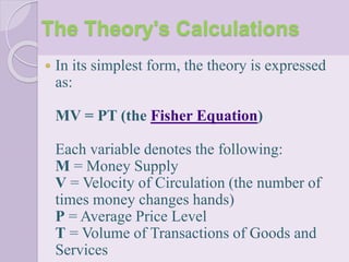 Money Supply and Price Level Quantity Theory of Money (Macro economics ...