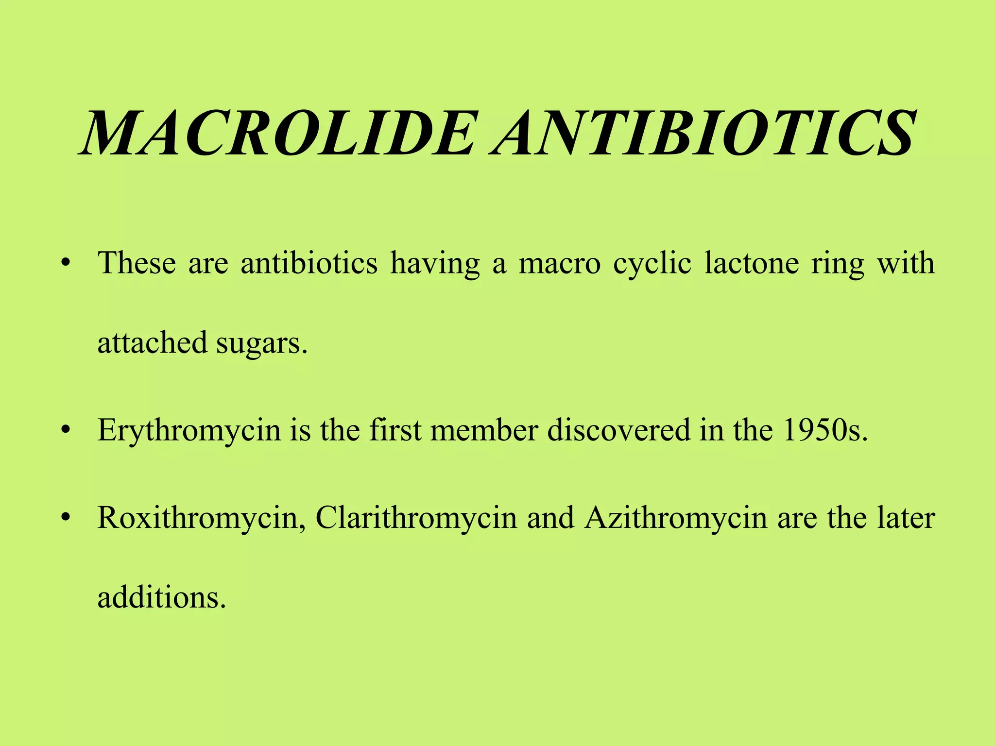 Macrolides Pharmacology | PPTX
