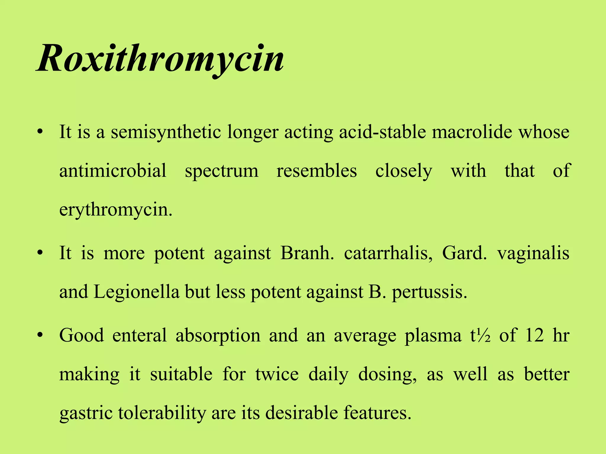 Macrolides Pharmacology | PPTX