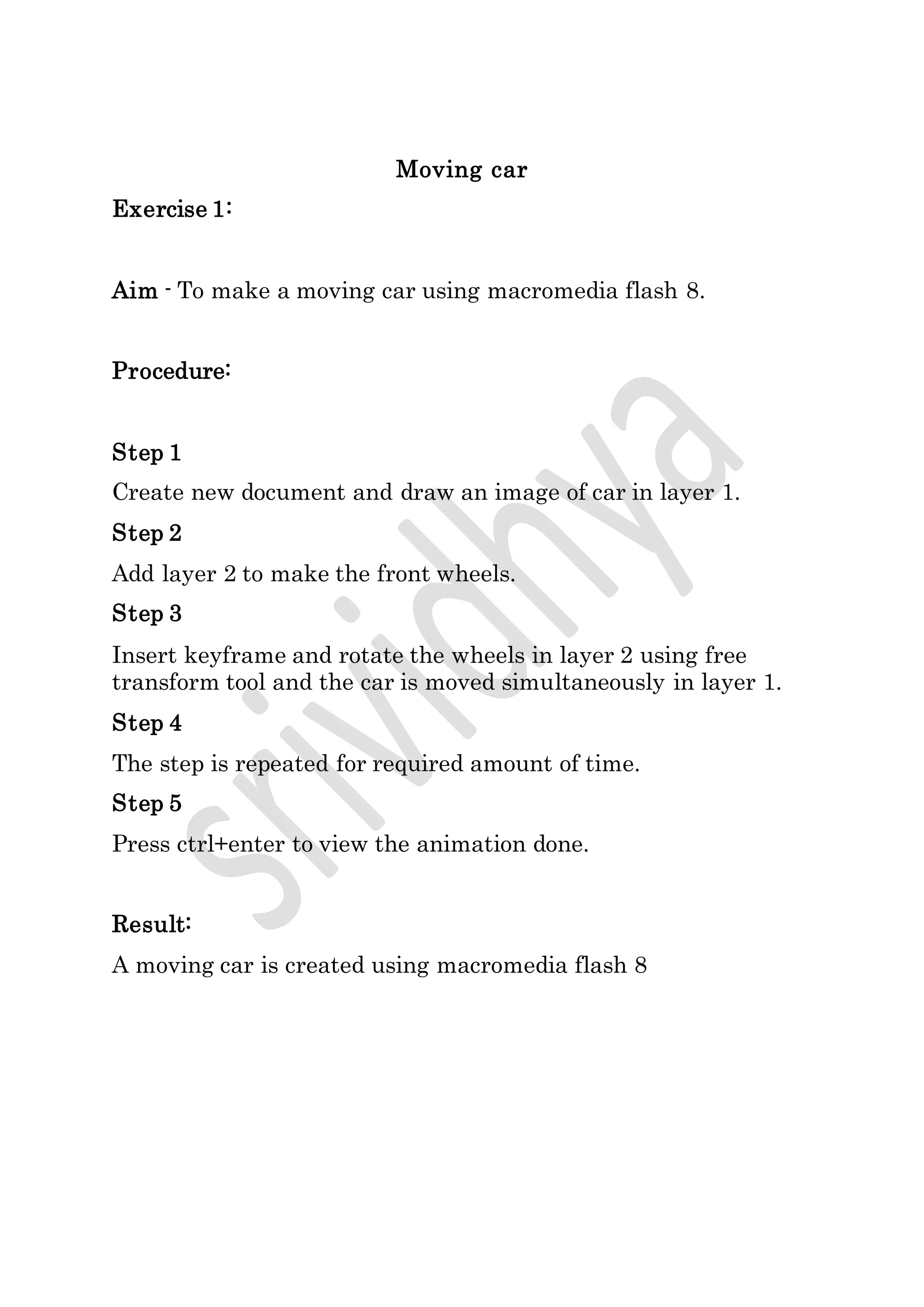 simple exercises in Macromedia flash 8 | DOCX