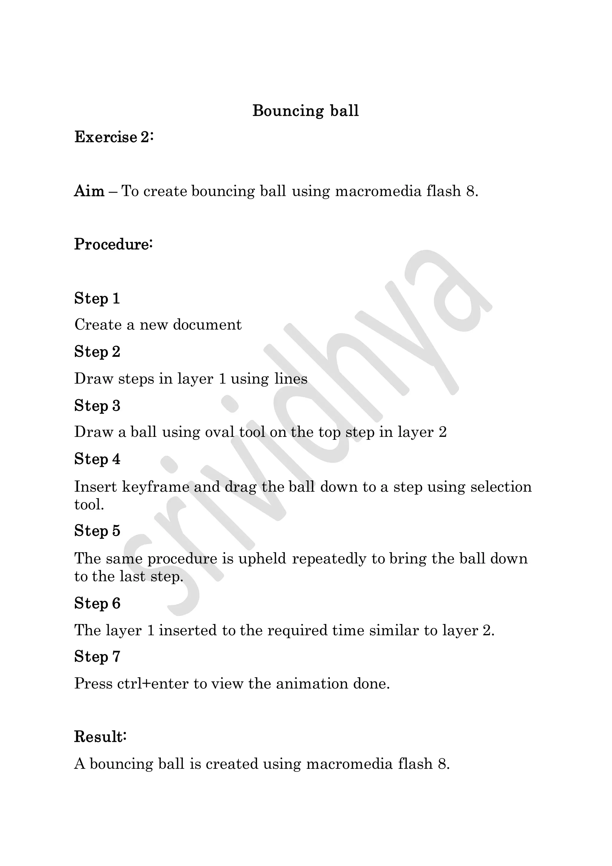 simple exercises in Macromedia flash 8 | DOCX