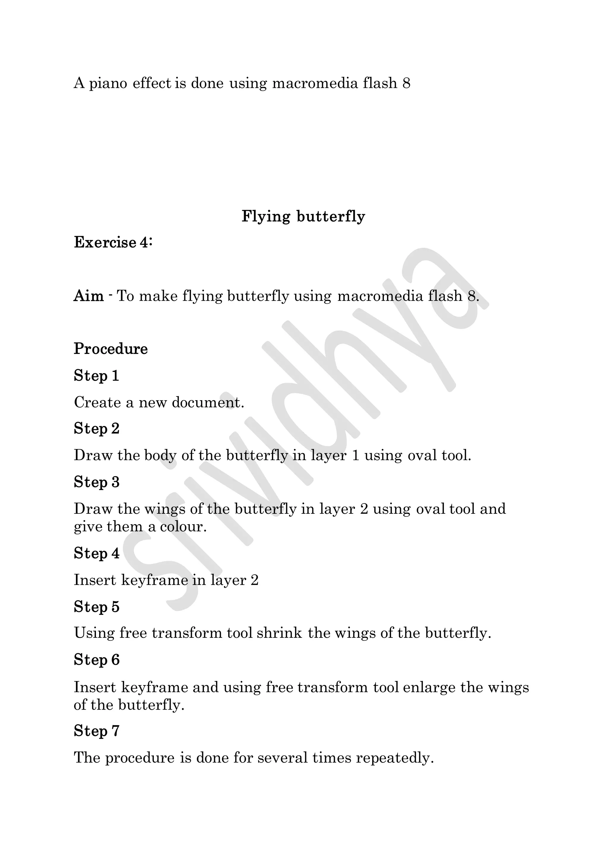 simple exercises in Macromedia flash 8 | DOCX