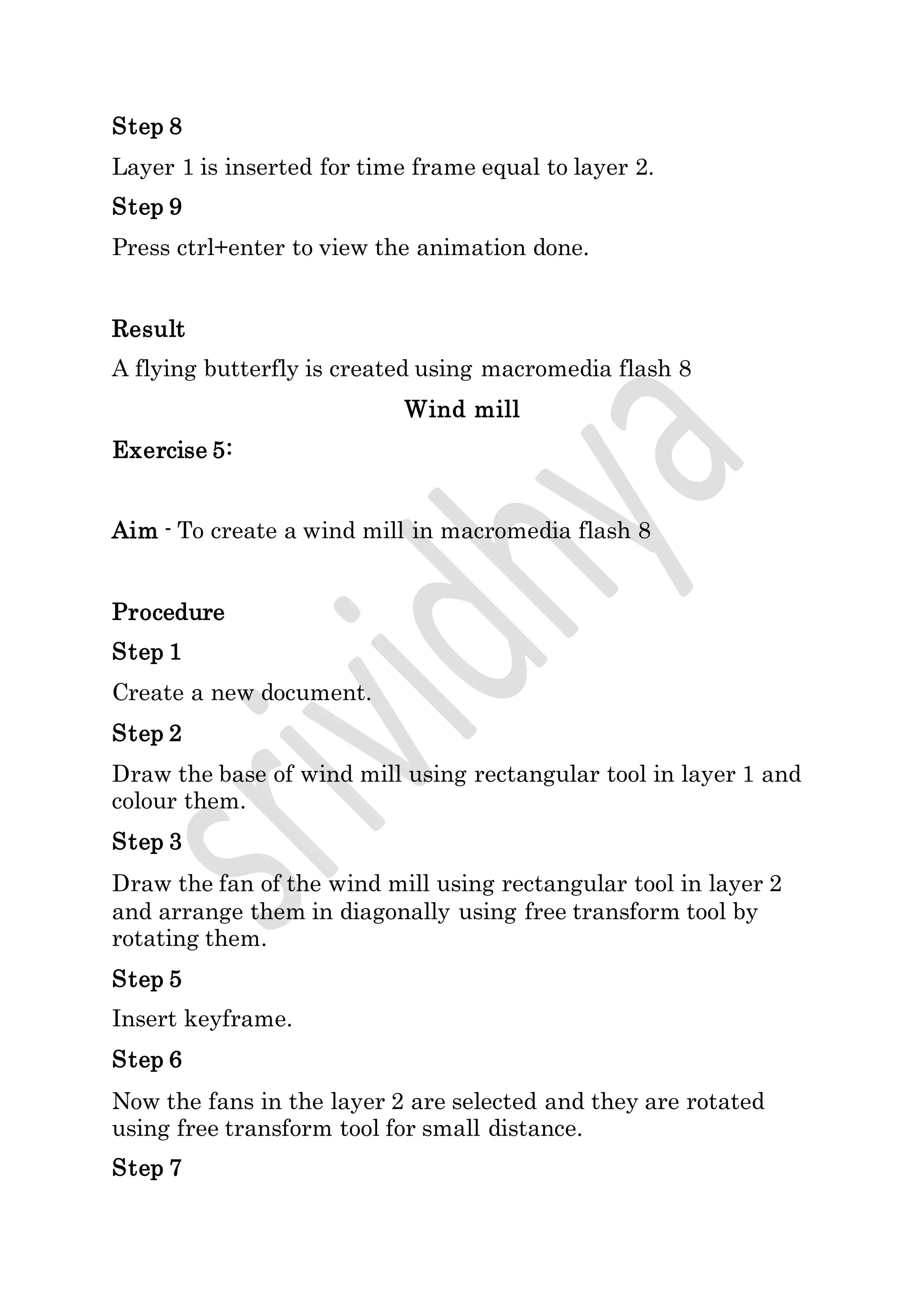 simple exercises in Macromedia flash 8 | DOCX
