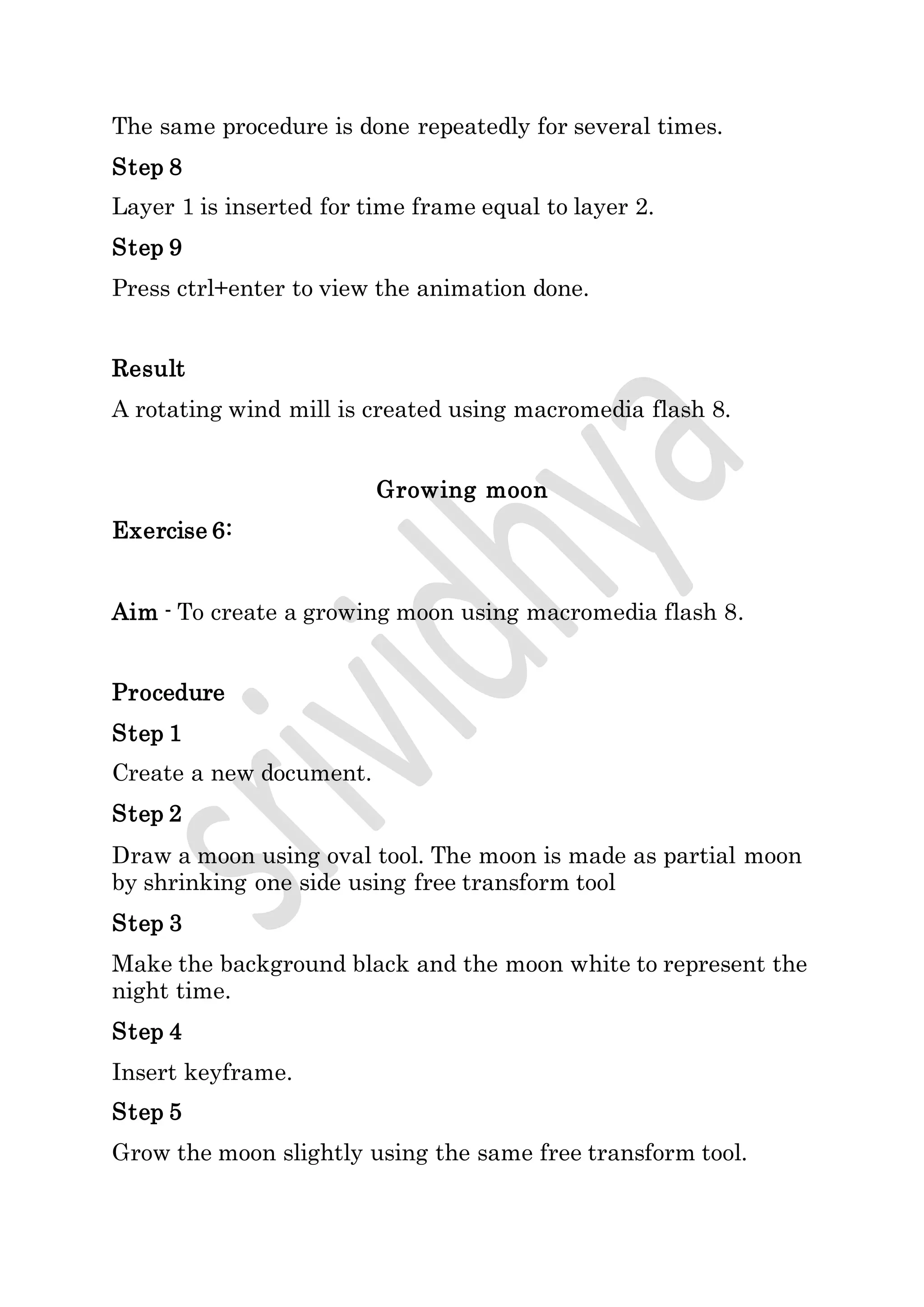 simple exercises in Macromedia flash 8 | DOCX