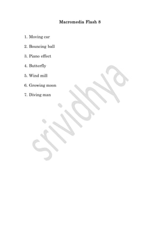 simple exercises in Macromedia flash 8 | DOCX