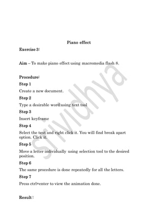 simple exercises in Macromedia flash 8 | DOCX