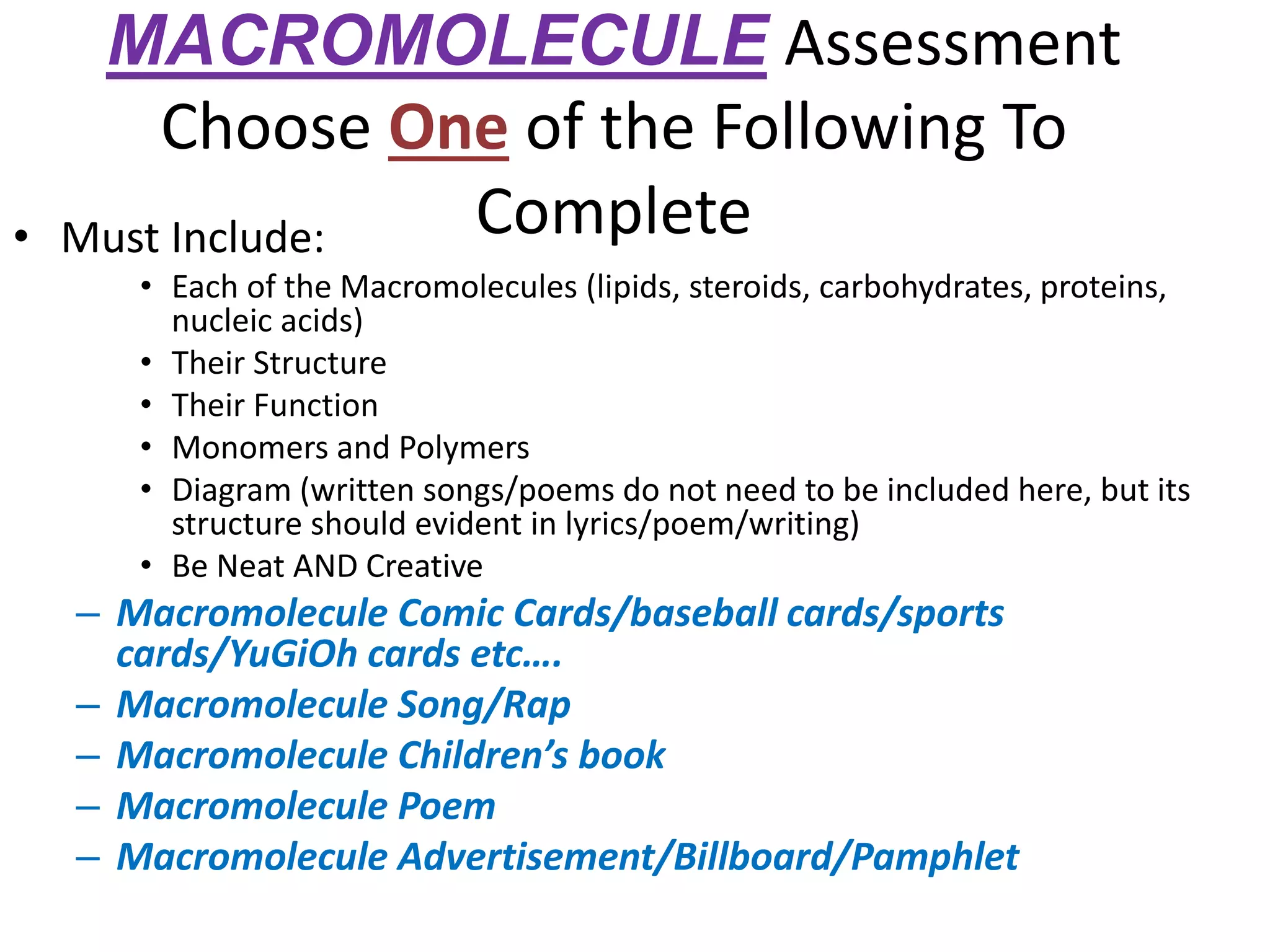 Macromolecule assessment | PPTX