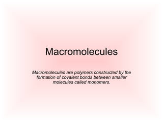 Carbohydrates Macromolecule
