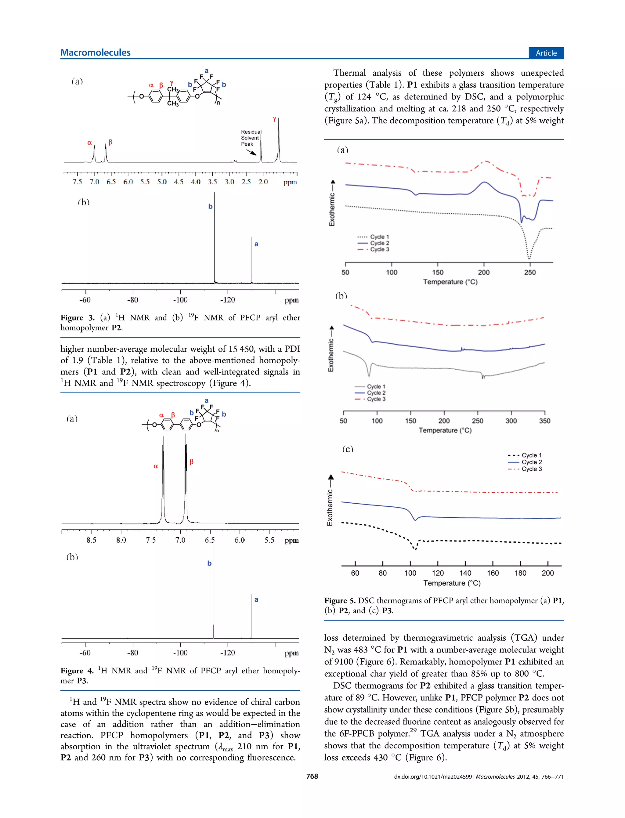 Perfluorocyclopentenyl (PFCP) Aryl Ether Polymers via Polycondensation ...