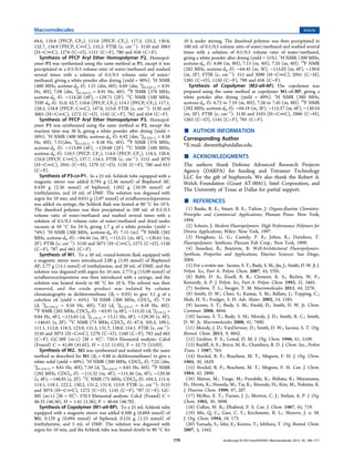 Perfluorocyclopentenyl (PFCP) Aryl Ether Polymers via Polycondensation ...