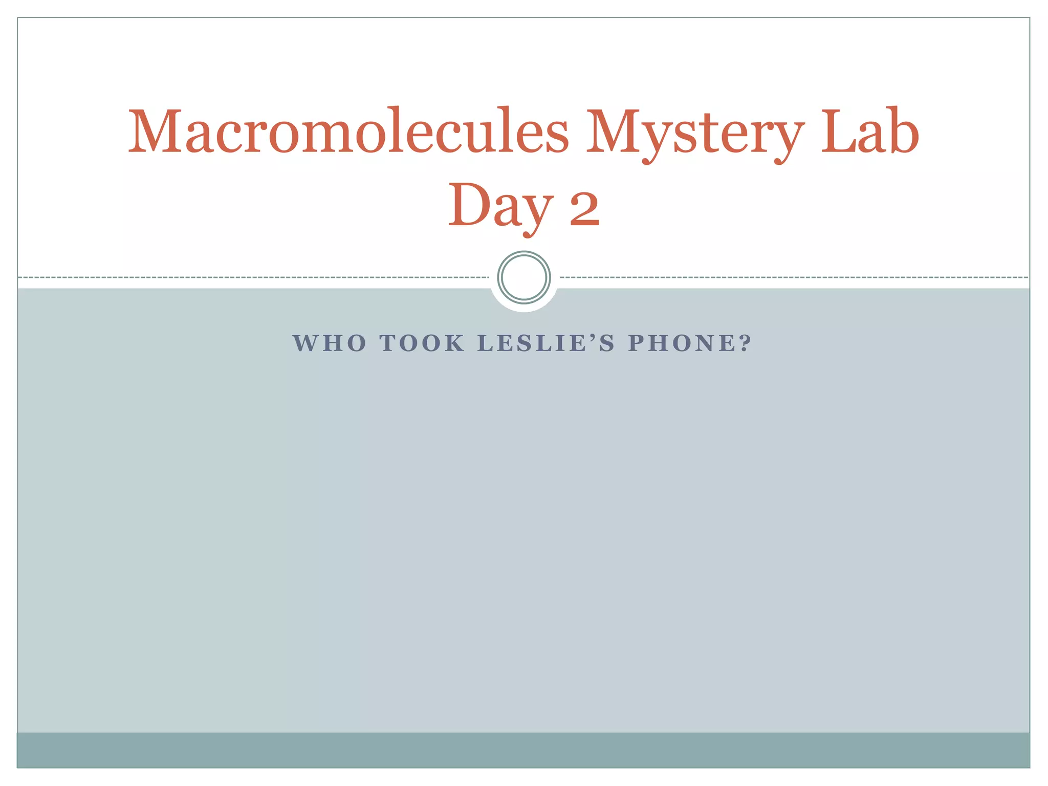 Macromolecules mystery lab day 2 | PPT