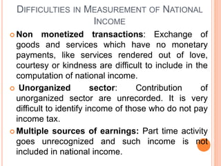National Income: Measuring National Income. Problems in the measurement ...