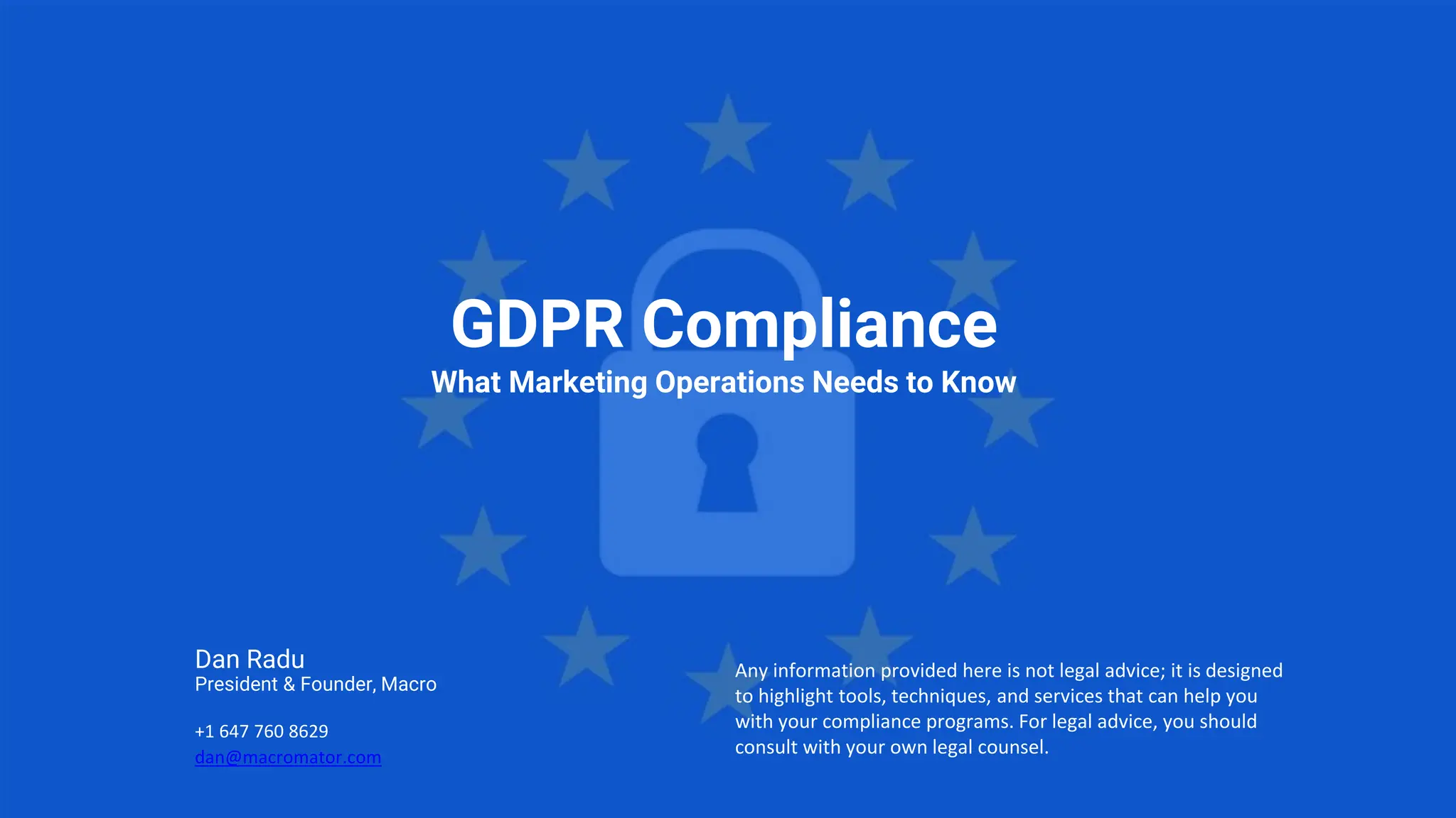 Presentation -- GDPR Compliance: What Marketing Operations Need to Know (pptx) | PPT