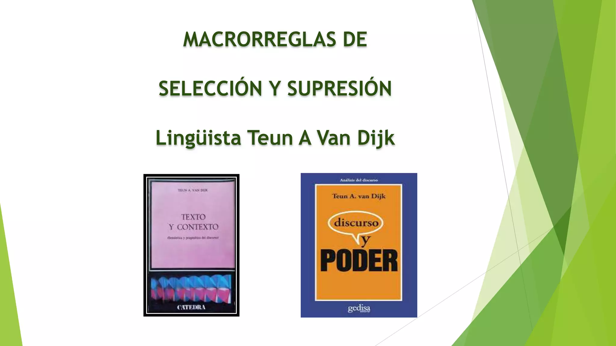 Macrorreglas de seleccion y supresion van dijk | PPTX | Geography | Science