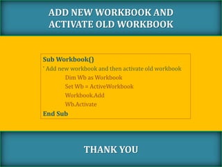 Macros for Workbook | PPTX