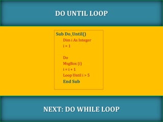 Macros code For Loop | PPT