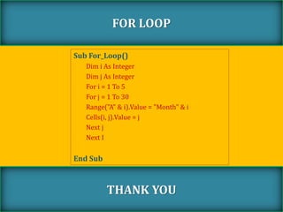 Macros code For Loop | PPT