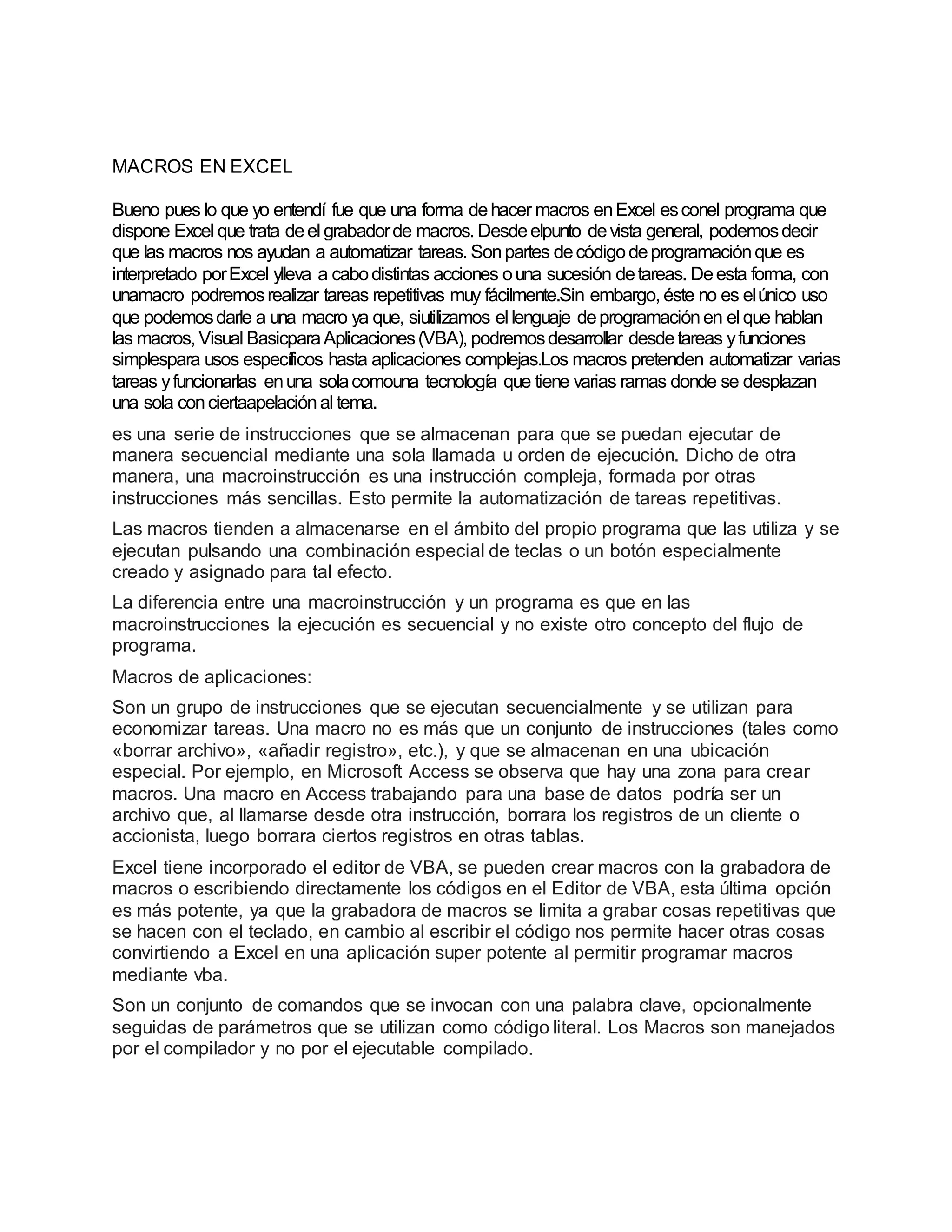 Macros en excel | DOCX | Programming Languages | Computing