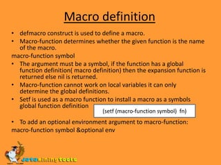LISP: Macros in lisp | PPTX