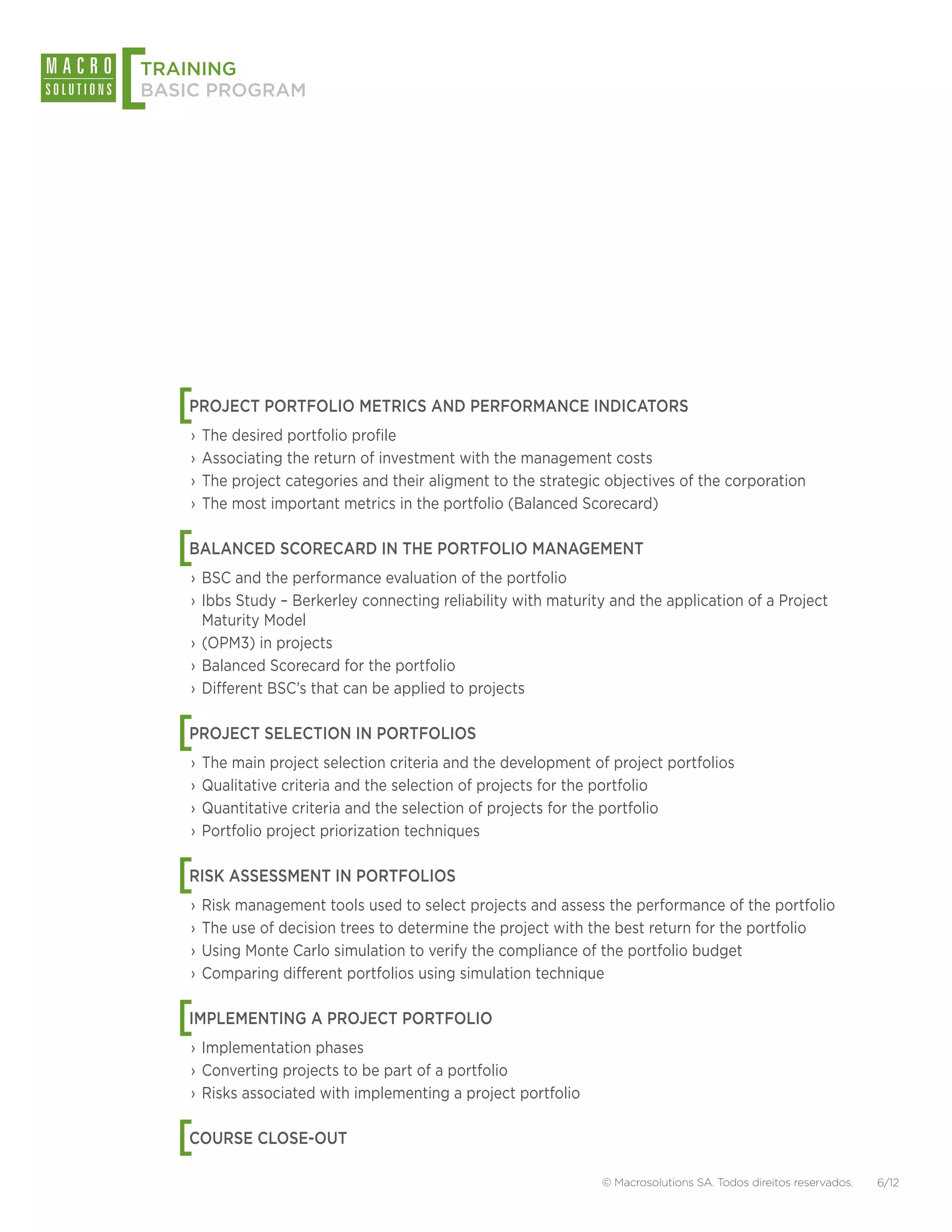 Macrosolutions Training: Portfolio Management | PDF