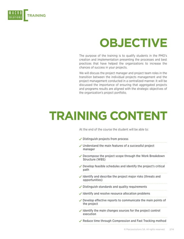 Macrosolutions Training: PMO – Project Management Office | PDF