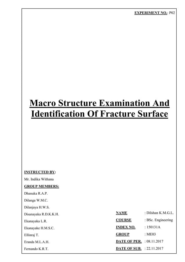 Macro structure examination and identification of fracture surface | PDF