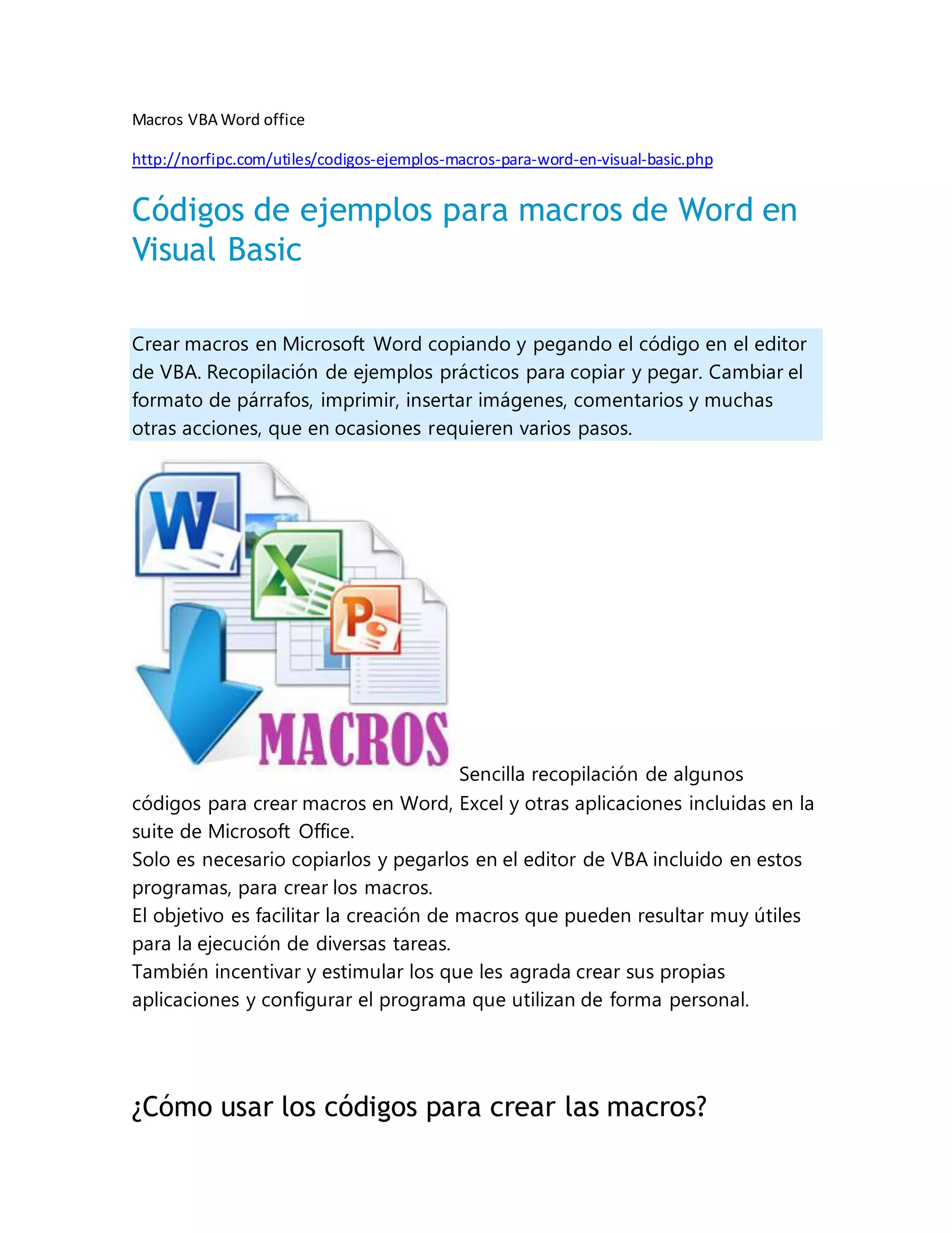Macros vba word office | DOCX