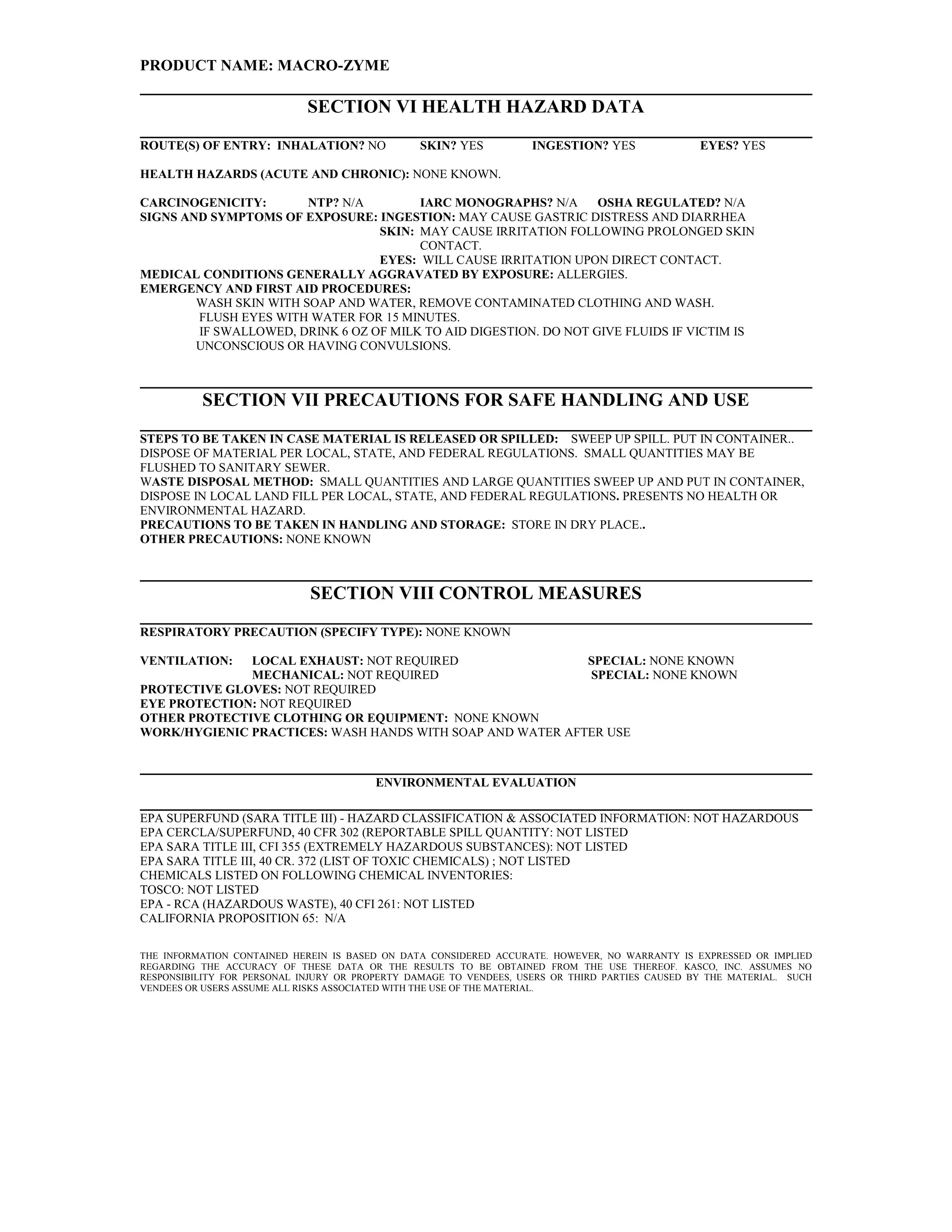 Macro Zyme Beneficial Bacteria Msds | PDF