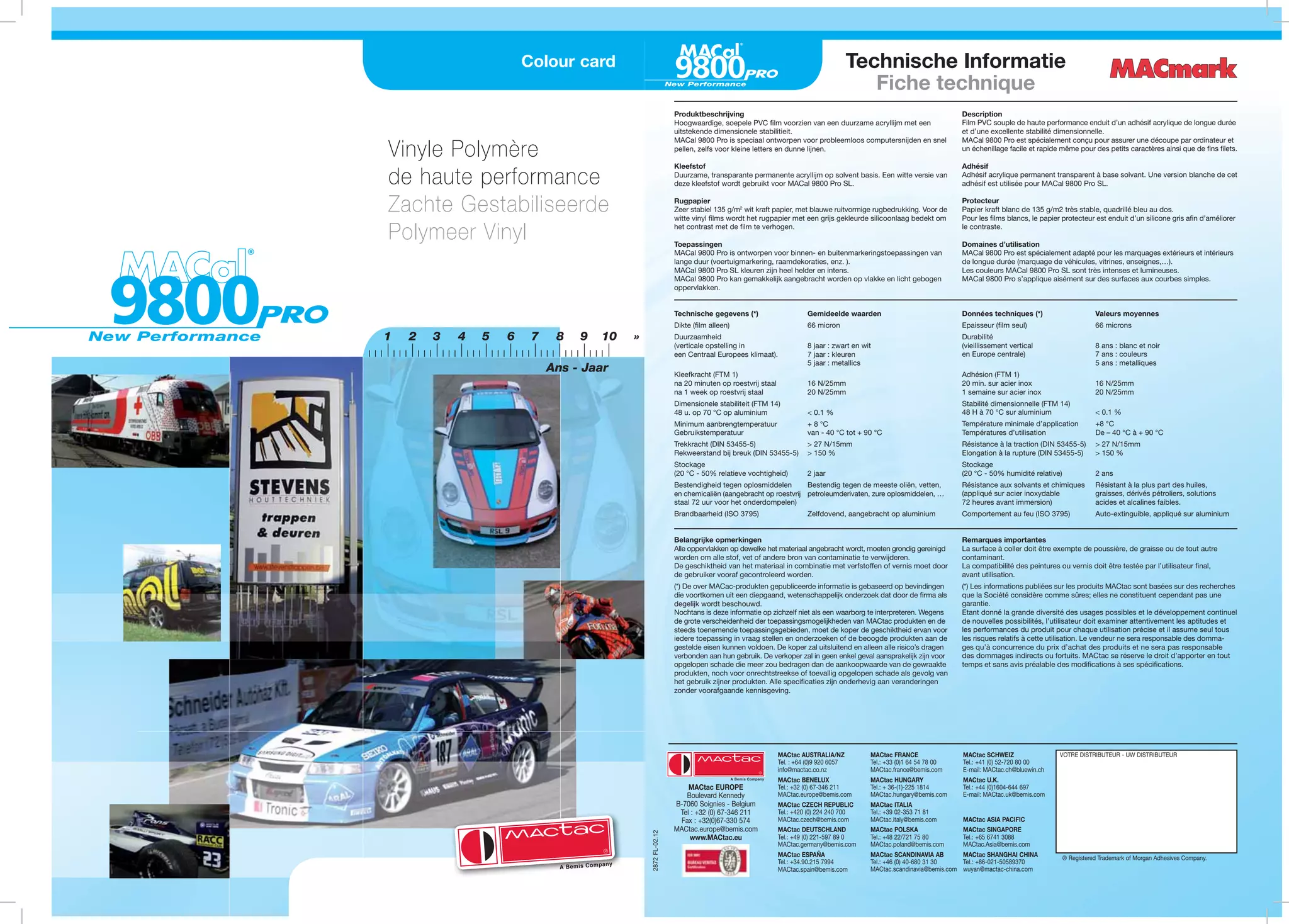 Mactac Soignies Carte Couleurs Films Adhésifs Macal 9800 pro | PDF