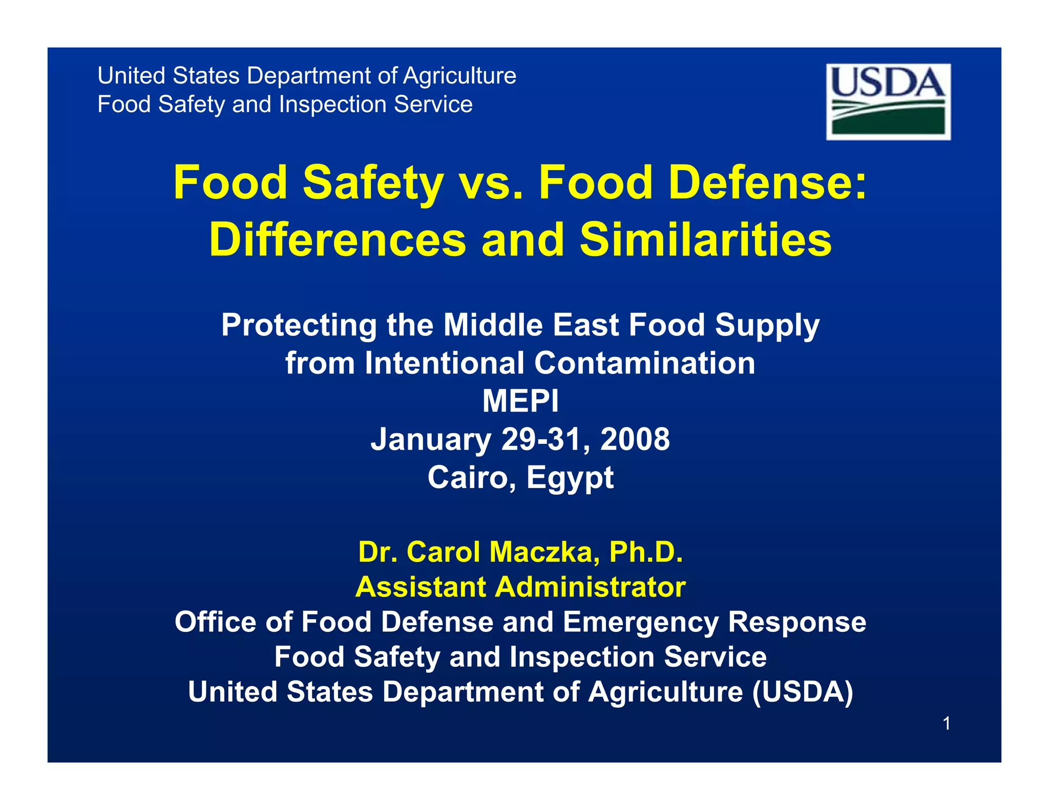 Food Safety vs. Food Defense | PDF