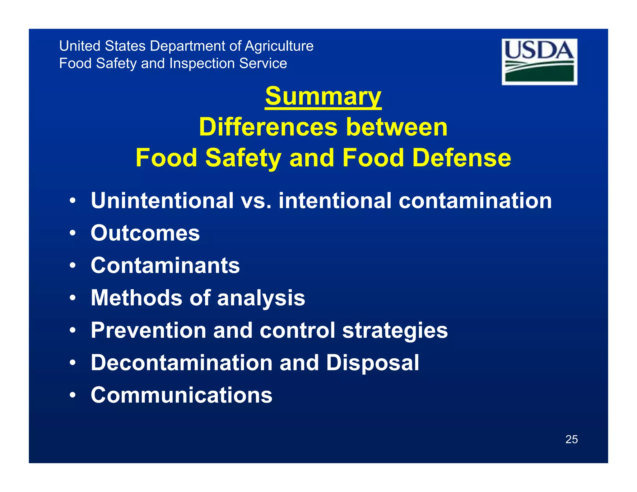 Food Safety vs. Food Defense | PDF | Agriculture | Industries