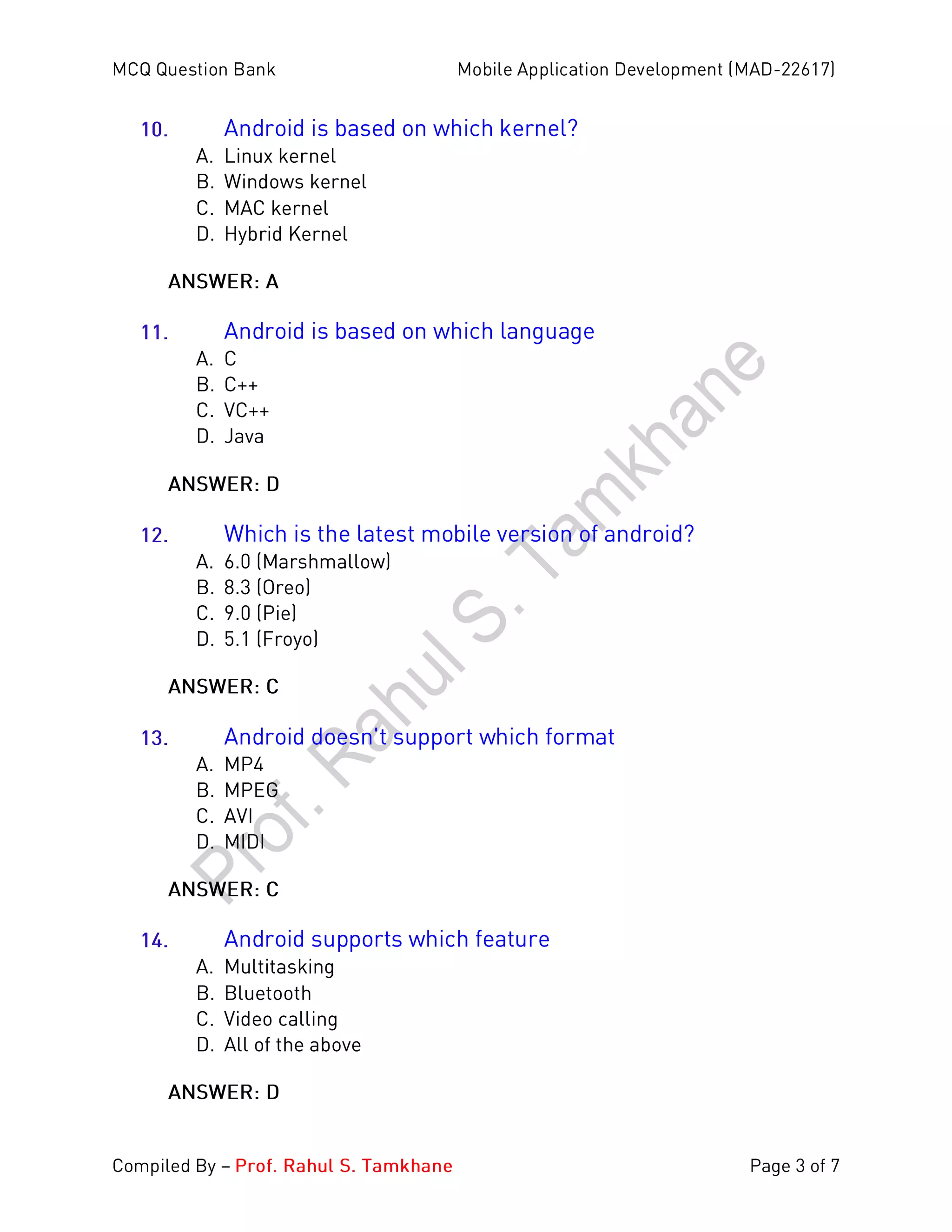 MAD 22617- MCQ Question Bank Unit-I | PDF