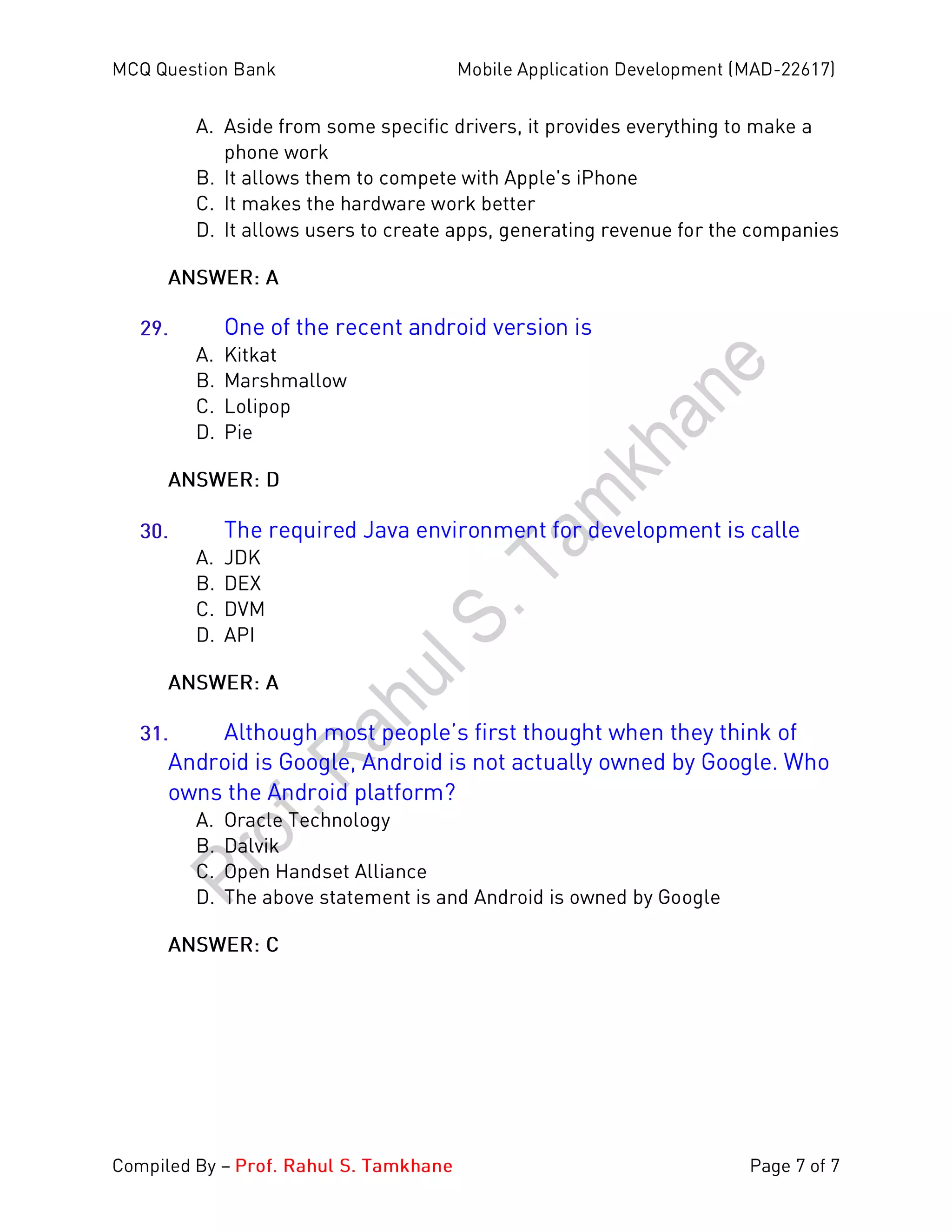 MAD 22617- MCQ Question Bank Unit-I | PDF MAD 22617- MCQ Question Bank Unit-I | PDF