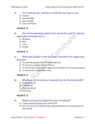 MAD 22617- MCQ Question Bank Unit-I | PDF