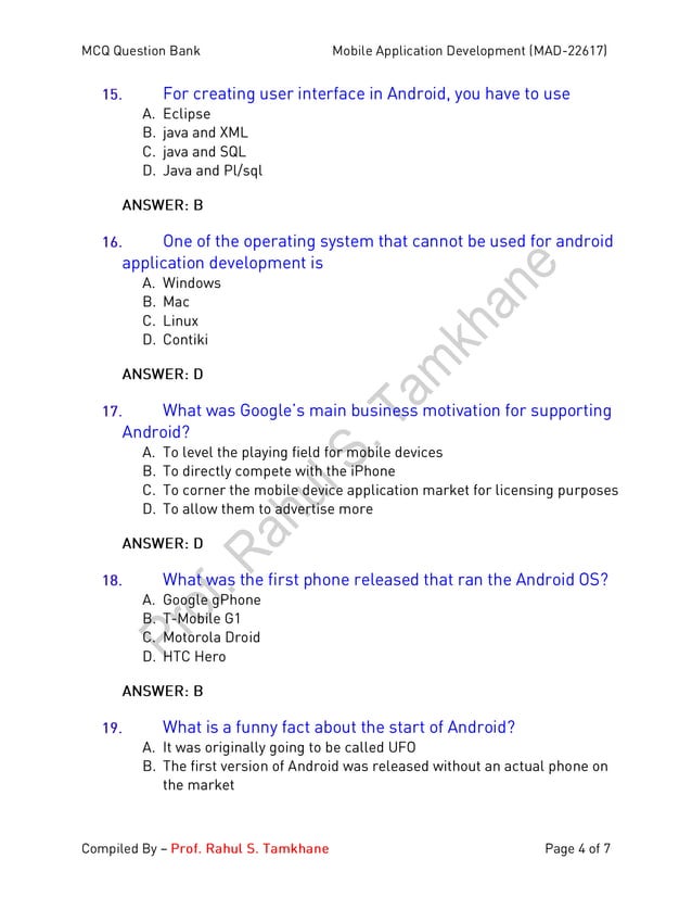 MAD 22617- MCQ Question Bank Unit-I | PDF MAD 22617- MCQ Question Bank Unit-I | PDF