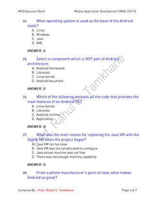 MAD 22617- MCQ Question Bank Unit-I | PDF