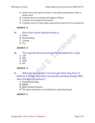 MAD 22617- MCQ Question Bank Unit-I | PDF