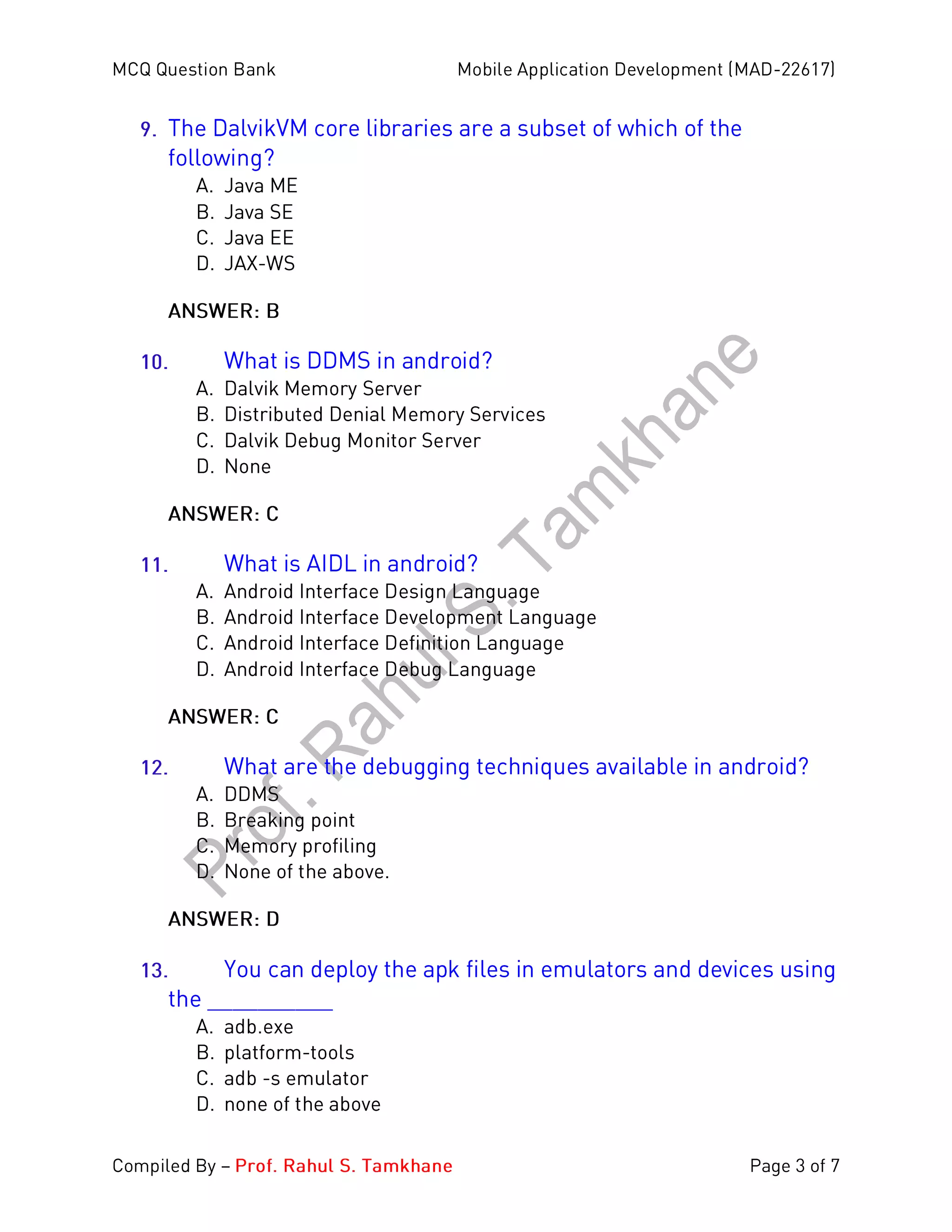 MAD 22617- MCQ Question Bank Unit-II | PDF