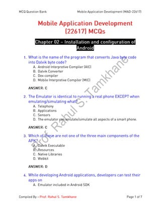 MAD 22617- MCQ Question Bank Unit-II | PDF