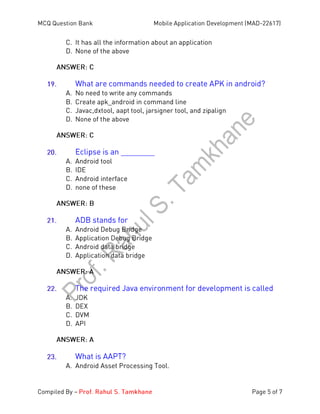 MAD 22617- MCQ Question Bank Unit-II | PDF