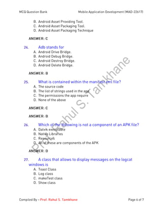 MAD 22617- MCQ Question Bank Unit-II | PDF
